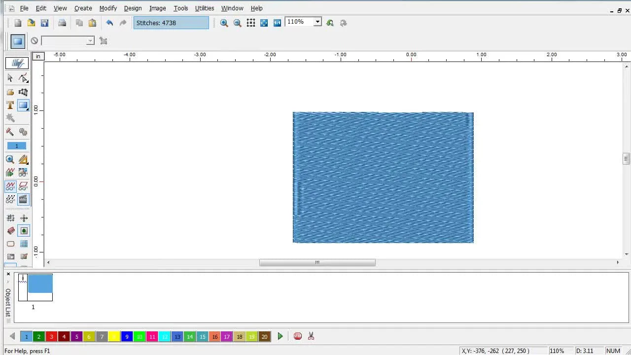 Motif Fill in Wilcom/Hatch-Style Digitizing Software: Cut Stitch Count ...