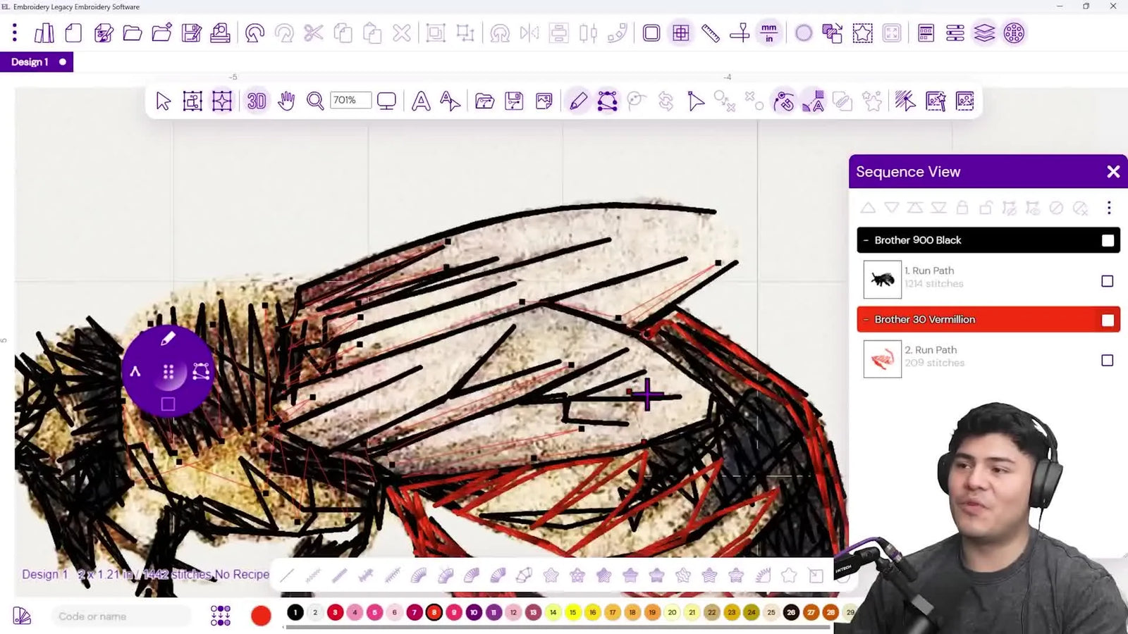 Digitize a Tiny Bee That Stitches Clean: Run-Stitch Sketch Lines, Jagg ...